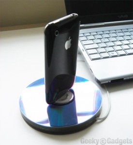 Recycled CD iPhone Dock