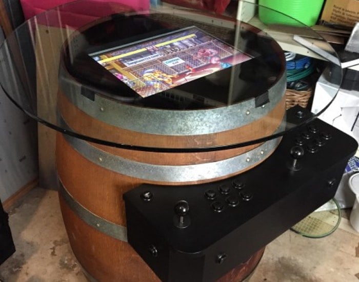 Raspberry Pi Powered Arcade Game Barrel Table (video)