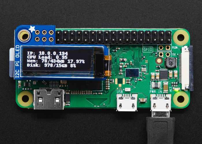 Raspberry Pi PiOLED 128×32 Monochrome OLED Arrives At Adafruit - Geeky ...
