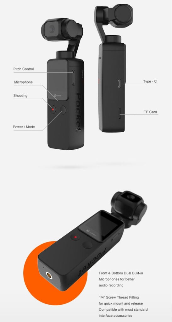 Capture Pocket mini 4K camera with intergrated 3 axis stabiliser ...