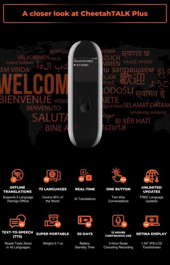 CheetahTALK Plus real-time translator allows for offline communication ...