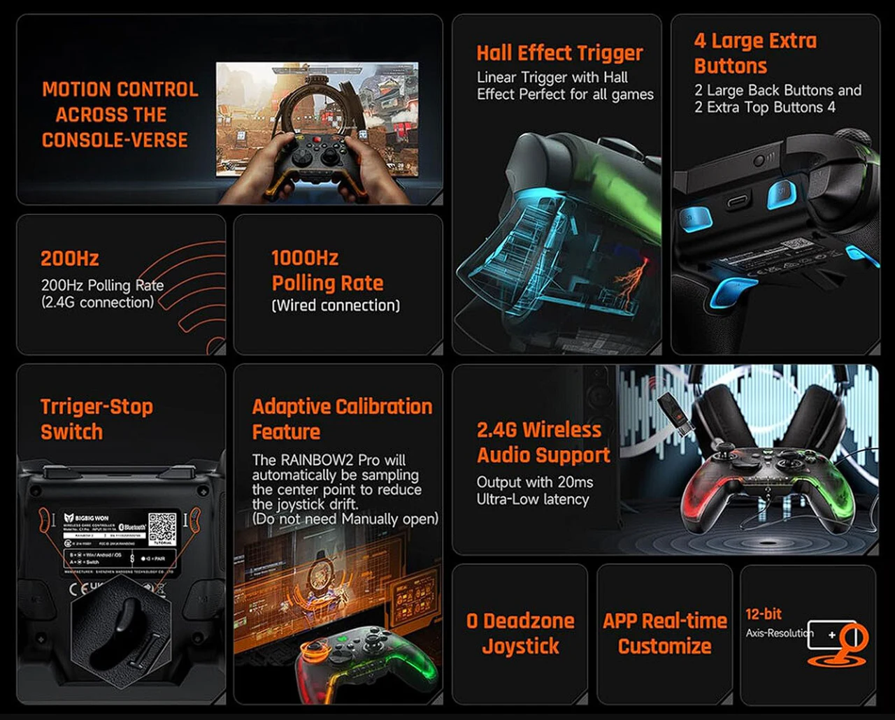 RAINBOW 2 Pro frosted translucent wireless gaming controller - Geeky ...