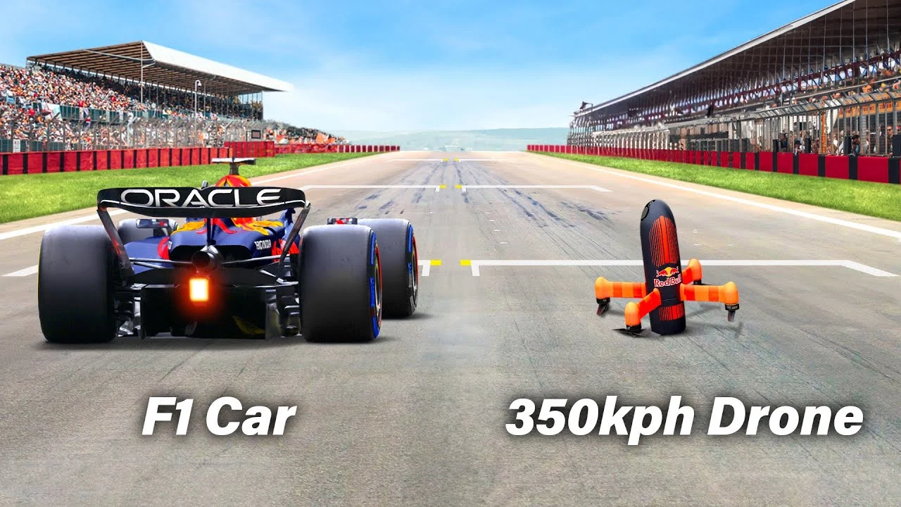 Worlds Fastest 350kph Camera Drone Beats F1 Racing Car Geeky Gadgets