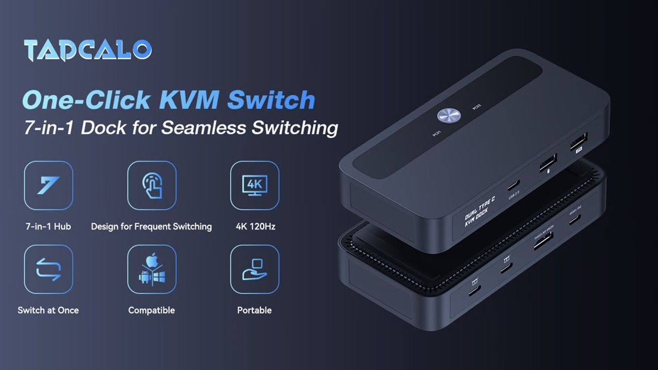 Tadcalo KVM Dock with 4K@120Hz HDMI for Dual Monitors - Geeky Gadgets
